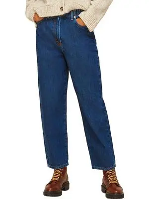 Whistles Elasticized Waist Barrel-leg Jeans - Dark Denim