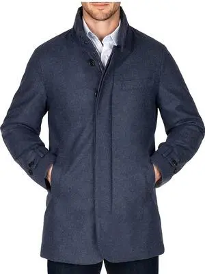 NORWEGIAN WOOL Stretch Down-filled Car Coat - Blue