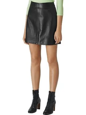 Whistles Leather Mini Skirt - Black