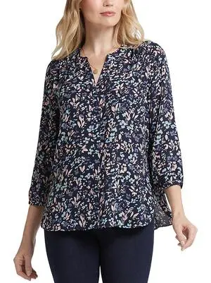 NYDJ Pintuck-Back Blouse Blubonnet