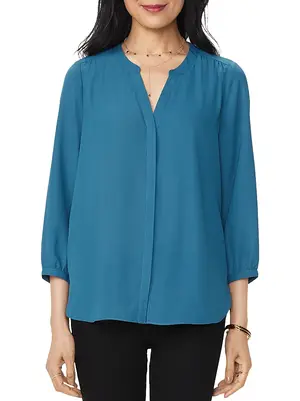 NYDJ Pintuck-Back Blouse Blueberry Fields