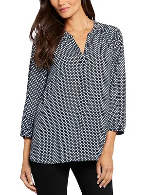 NYDJ Pintuck-Back Blouse Diamond Peak