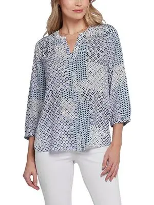 NYDJ Pintuck-Back Blouse Giona Geo