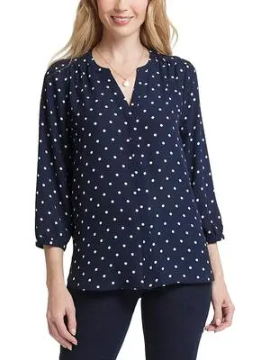 NYDJ Pintuck-Back Blouse Indigo Dot