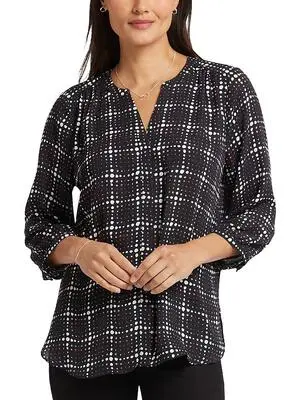 NYDJ Pintuck-Back Blouse Lattice Dot