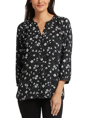 NYDJ Pintuck-Back Blouse Primrose Path