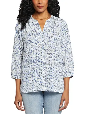 NYDJ Pintuck-Back Blouse Waterfall Ice