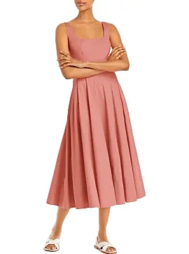 Staud Staud Wells Midi Dress Grapefruit