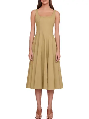 Staud Staud Wells Midi Dress Khaki