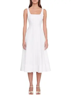 Staud Staud Wells Midi Dress White