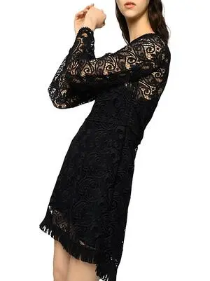 Pinko Solitudine Lace Mini Dress - Nero