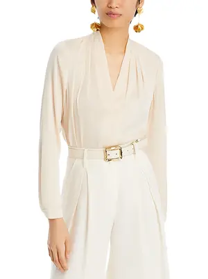 Kobi Halperin Kobi Halperin Nellie Silk-Blend Pleated Blouse Canvas
