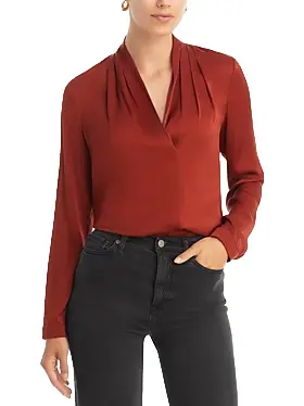 Kobi Halperin Kobi Halperin Nellie Silk-Blend Pleated Blouse Maple