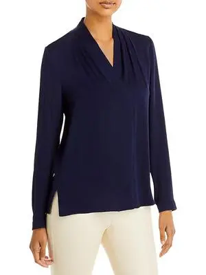 Kobi Halperin Kobi Halperin Nellie Silk-Blend Pleated Blouse Midnight Blue