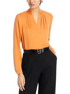 Kobi Halperin Kobi Halperin Nellie Silk-Blend Pleated Blouse Saffron