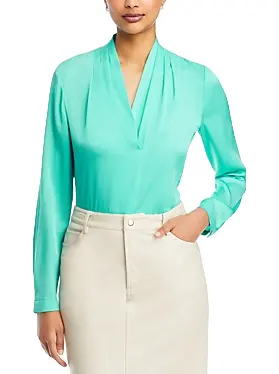 Kobi Halperin Kobi Halperin Nellie Silk-Blend Pleated Blouse Seafoam