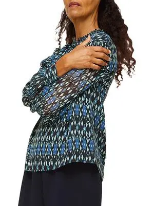 Whistles Diamond Ikat Print Blouse - Blue Multi