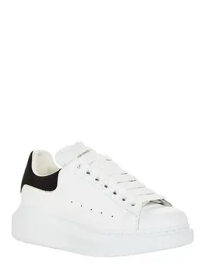 Alexander McQueen Oversized Suede Heel Detail Sneakers - White/black