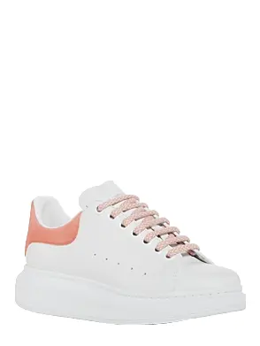 Alexander McQueen Oversized Suede Heel Detail Sneakers White/peach