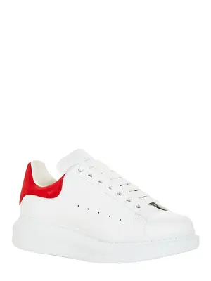 Alexander McQueen Oversized Suede Heel Detail Sneakers White/red