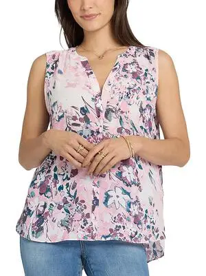 NYDJ Sleeveless Pleat Back Blouse - Floral Dreams