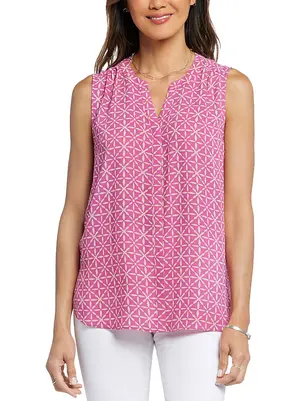 NYDJ Sleeveless Pleat Back Blouse Micah