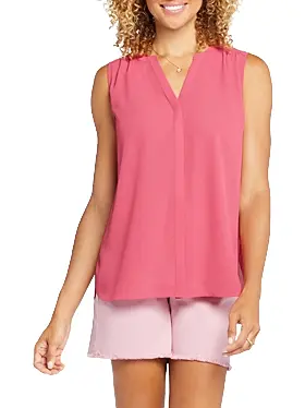 NYDJ Sleeveless Pleat Back Blouse Raspberry