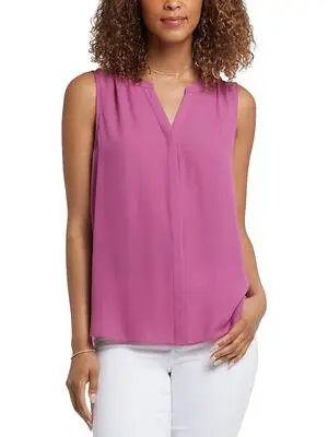 NYDJ Sleeveless Pleat Back Blouse Red Violet