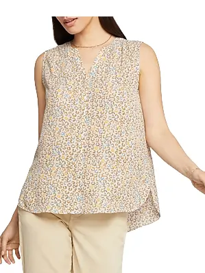 NYDJ Sleeveless Pleat Back Blouse Sand Cat