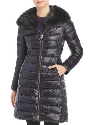 Herno Elisa Faux Fur Collar Puffer Coat - Black