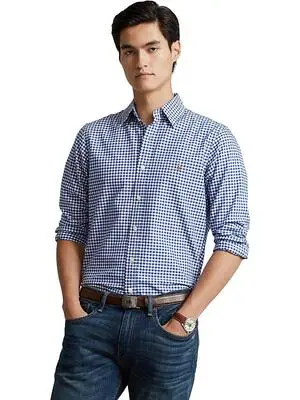 Polo Ralph Lauren Classic Fit Long Sleeve Cotton Oxford Button Down Shirt Blue/white Gingham
