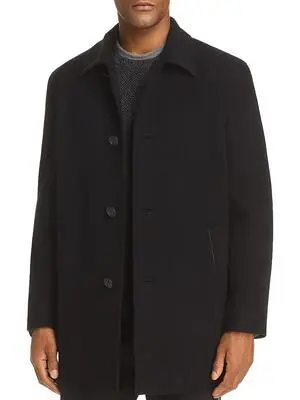 Cole Haan Wool-cashmere Topper Coat - Navy