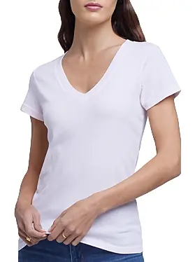 L'Agence L'agence Becca Cotton V-Neck Tee Soft Pink