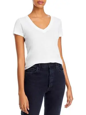 L'Agence Becca Cotton V-neck Tee - White