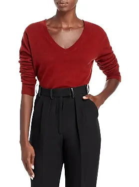 Vince Weekend V-Neck Cashmere Sweater Currant
