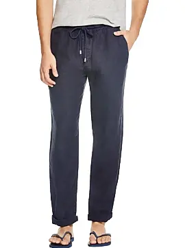 Vilebrequin Linen Regular Fit Drawstring Pants Dark Blue