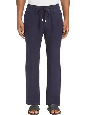 Vilebrequin Linen Regular Fit Drawstring Pants Navy