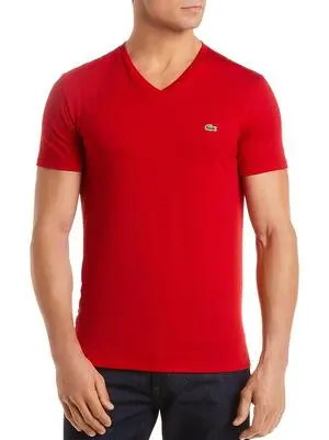 Lacoste V-neck Pima Cotton Tee Red
