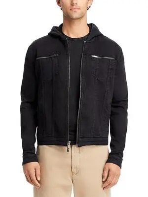 John Varvatos Hooded Zip-front Knit Jacket - Black
