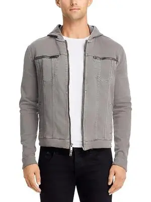 John Varvatos Hooded Zip-front Knit Jacket - Shark Gray