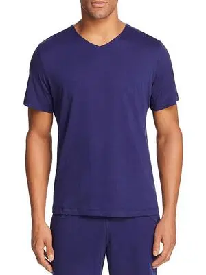Daniel Buchler Peruvian Pima Cotton V-neck Lounge Tee - Navy