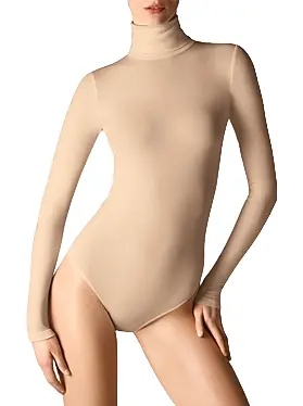 Wolford Wolford Colorado Long Sleeve Turtleneck Bodysuit Latte