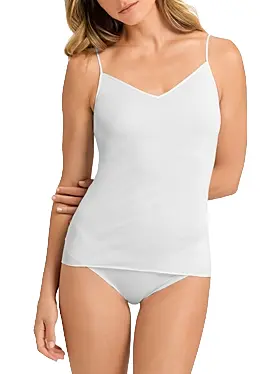 Hanro Cotton Seamless V-Neck Cami Cool Blue