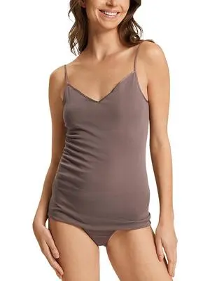 Hanro Cotton Seamless V-Neck Cami Stonewash