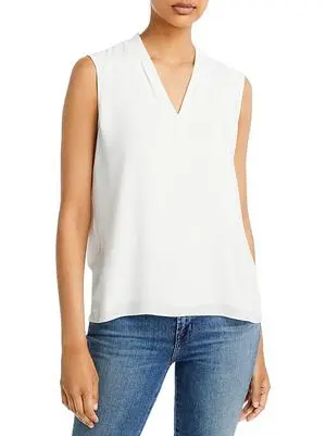 T Tahari Edie Sleeveless V-neck Top - White Star