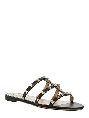 Valentino Garavani Rockstud Slide Sandals Black/black