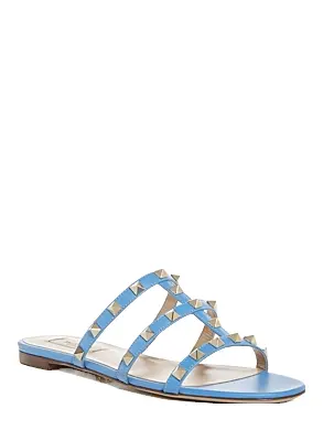 Valentino Garavani Rockstud Slide Sandals Denim
