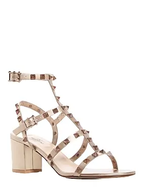 Valentino Garavani Valentino Garavani Rockstud City Block Heel Sandals Metallic