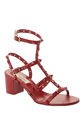 Valentino Garavani Valentino Garavani Rockstud City Block Heel Sandals Red