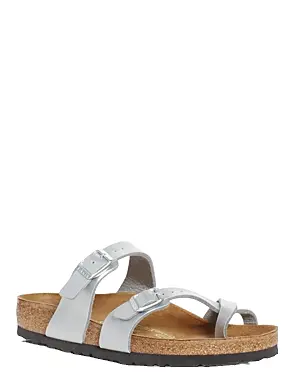 BIRKENSTOCK Mayari Buckled Slide Sandals Silver